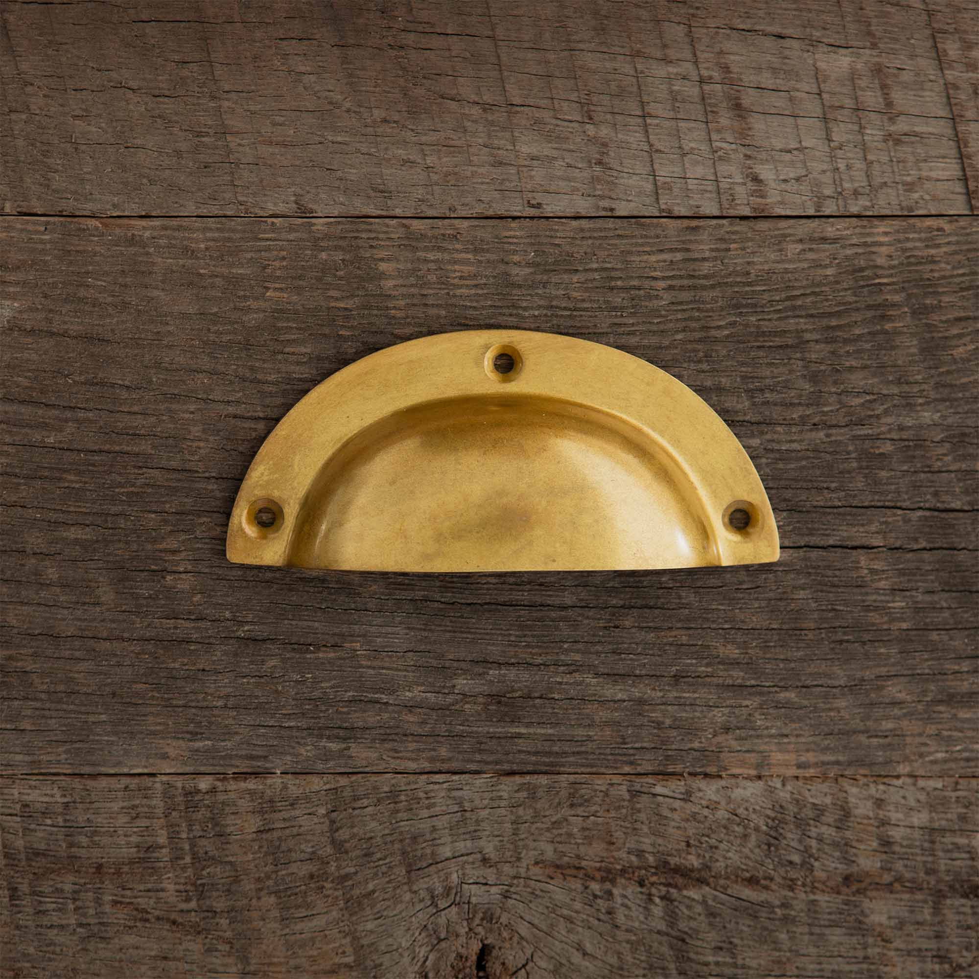 Aged Finished Brass Cup Pull Handle 93mm x 43mm 85g – Ottone Hardware